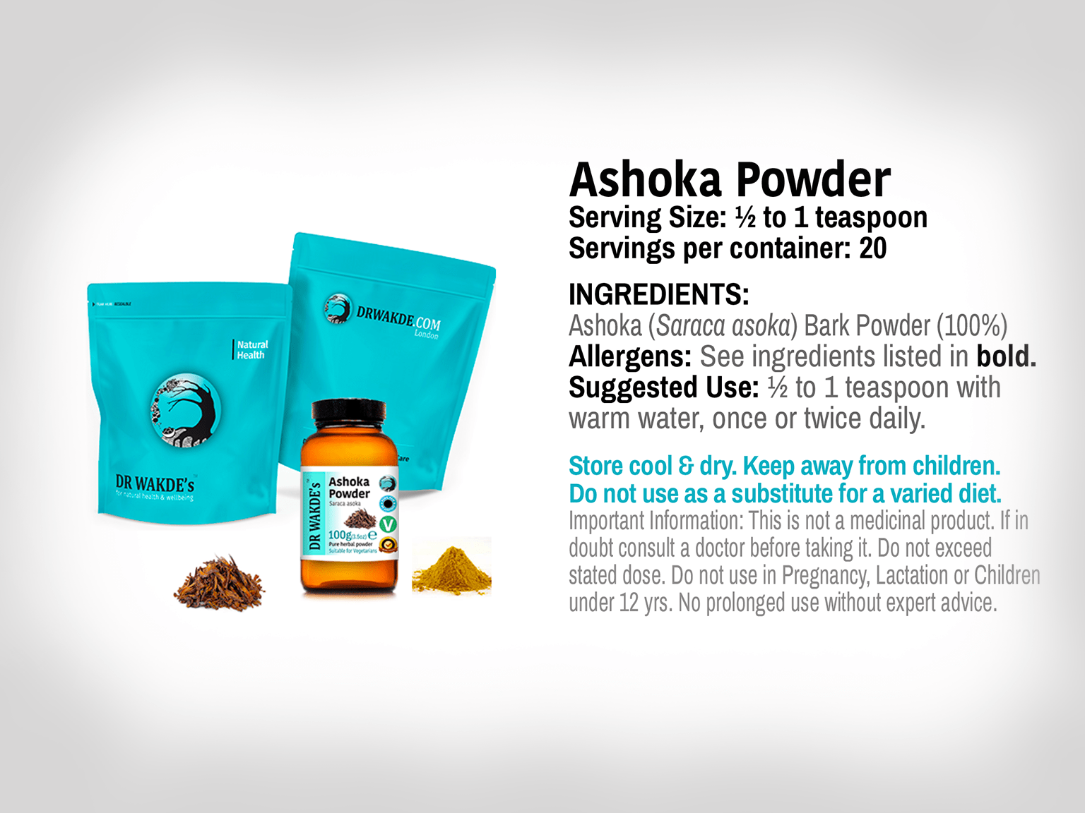 DR WAKDE'S Ashoka Bark Powder (Saraca asoka) | Pure, Raw & Dried Powder ...